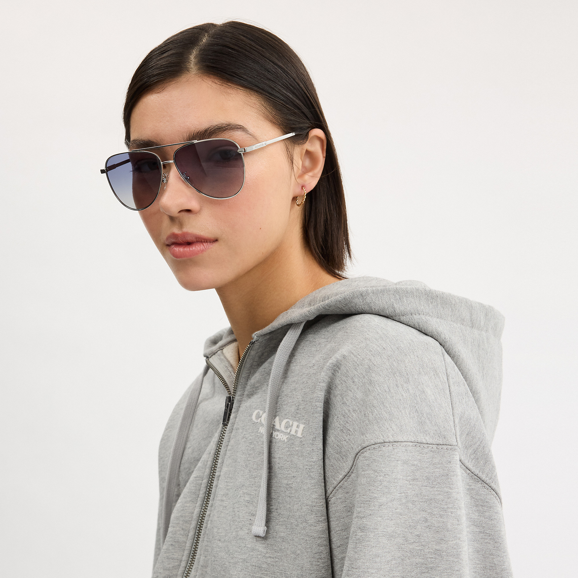 COACH OUTLET Coach C Hardware Metal Pilot Sunglasses